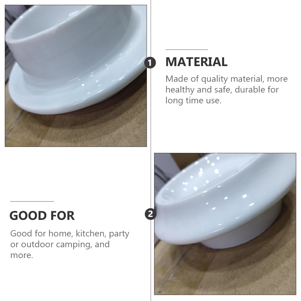 Tofficu 3pcs Ceramic Butter Dish with Stainless Steel Dome Round Butter Dish Porcelain Cheese Keeper Container Cupcake Display Stand Tray (3)