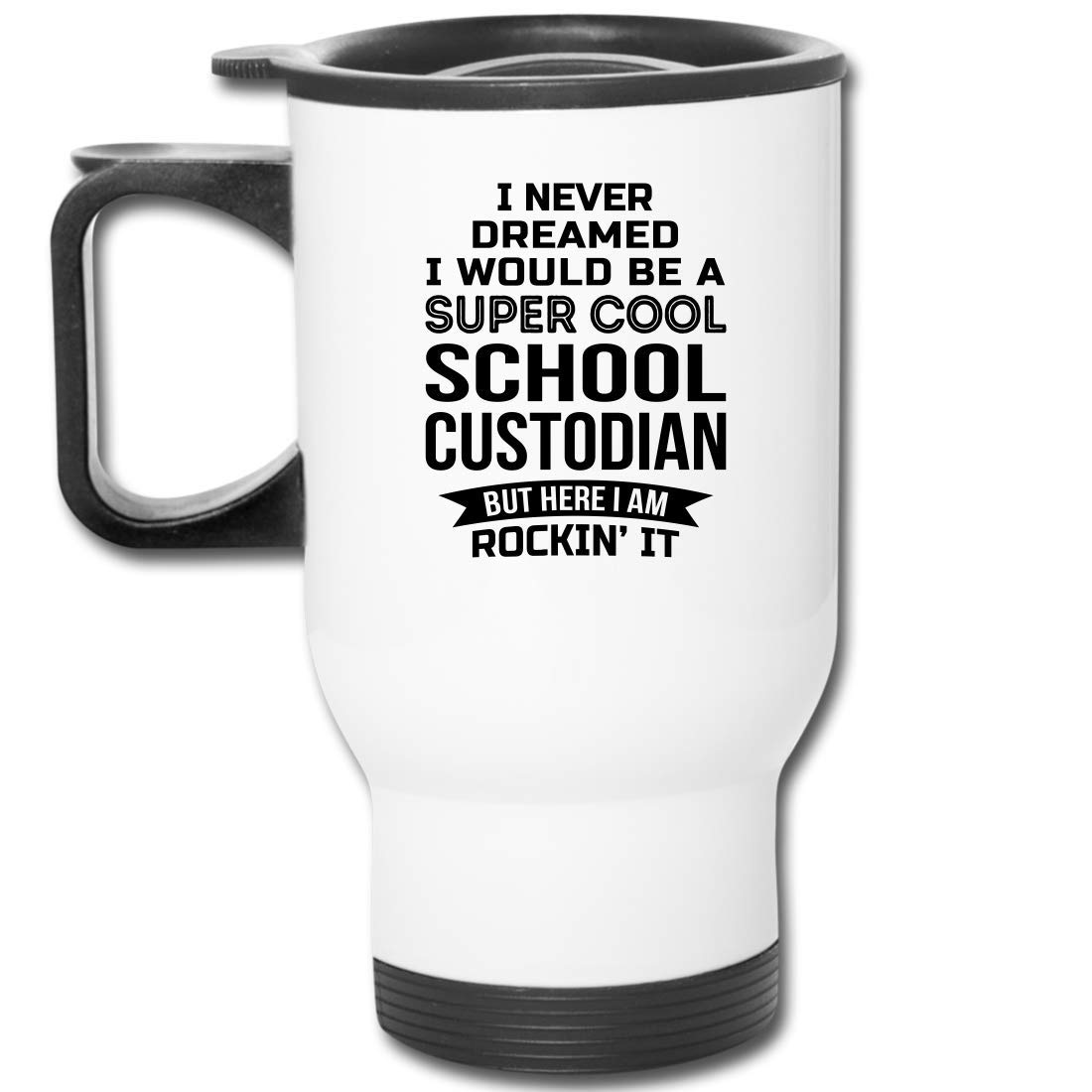 Shirt Luv Funny School Custodian Gifts Travel Mug Appreciation 14 oz Mug For Men Women White