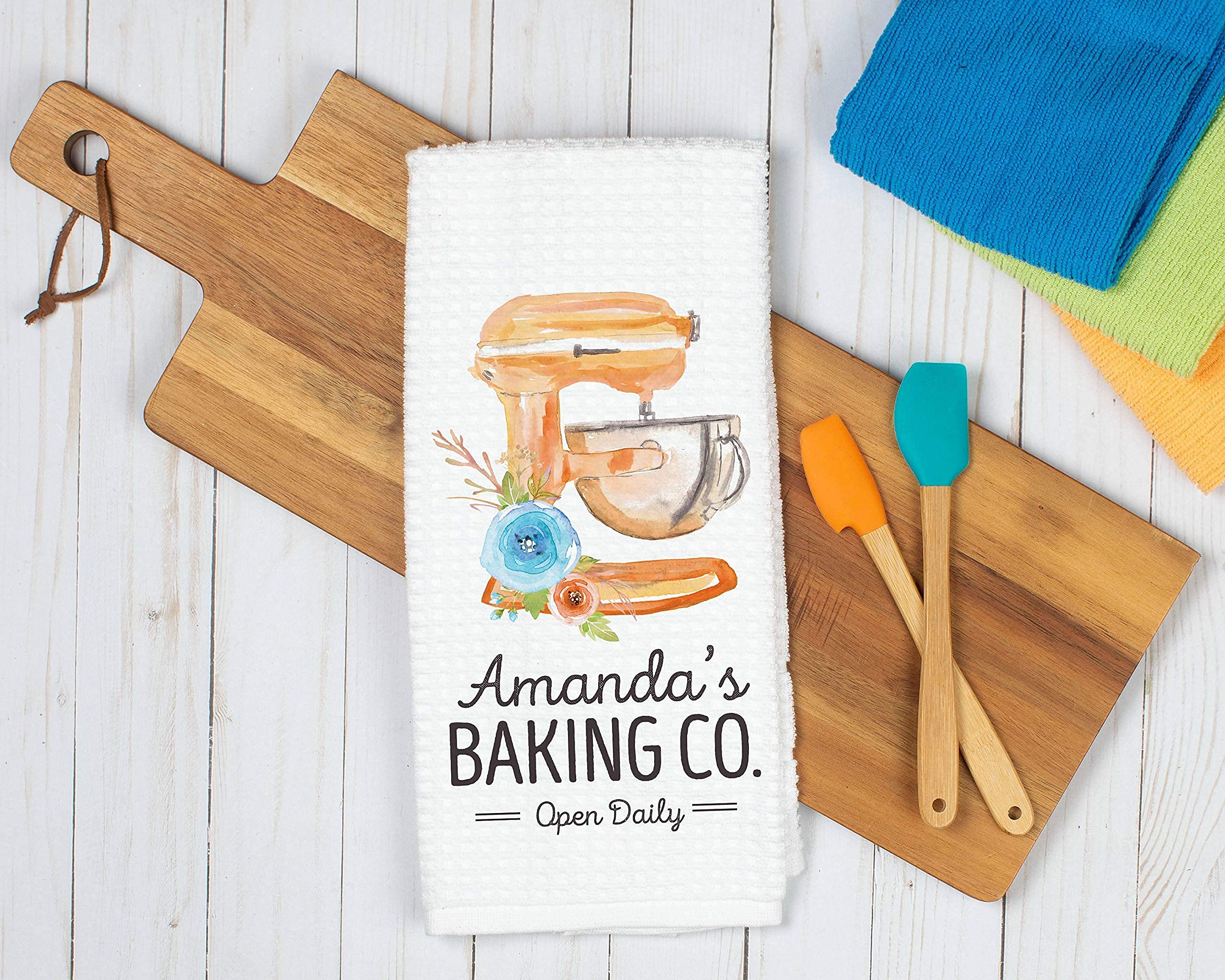 Personalized Baking Co. Kitchen Towel | Custom Waffle Weave Dish Towel | Personalized Kitchen Towel | Housewarming Gift | Wedding Gift | Housewarming Gift | Mixer Kitchen Towel | Baking Towel