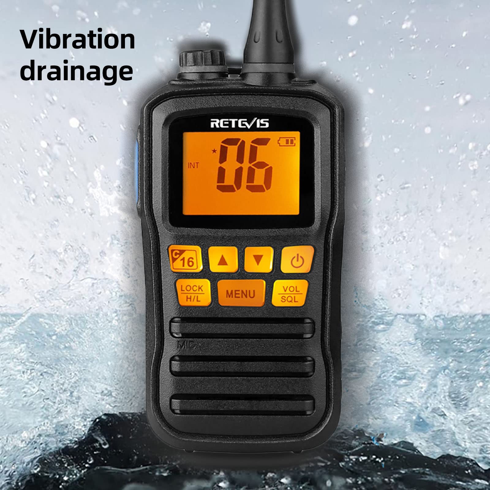 Retevis RM01 Handheld Marine Radio, Marine Two-Way Radios, Floating IP67 Waterproof, NOAA Weather Alert, Ship to Shore Radio for Boats (1 Pack)