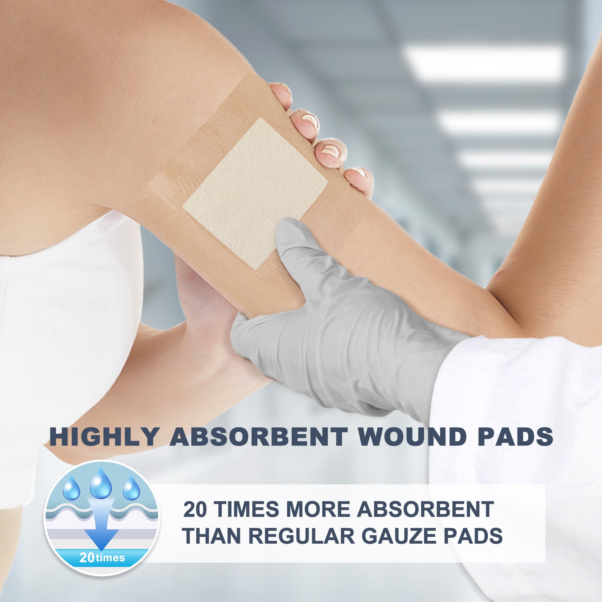 LotFancy Calcium Alginate Wound Dressing Pads, 4β x 8β Patches, 5-Count, Non-Stick Padding, Highly Absorbent, Comfortable, Flexible, Gentle on The Skin, Sterile, Faster Healing