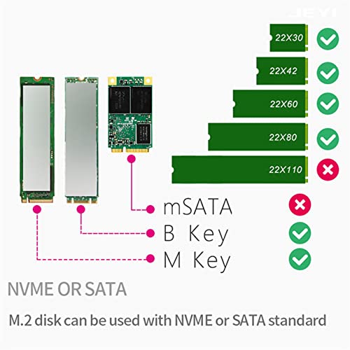 Viupolsor 2X,2 in 1 M.2 NVMe SATA U2PCB M.2 NVME SSD Key M Key B SSD to U.2 SFF-8639 Adapter PCIe M2 Converter Desktop Computer