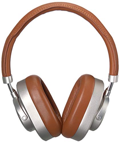 Master & Dynamic MW65 Active Noise-Cancelling (Anc) Wireless Headphones β Bluetooth Over-Ear Headphones with Mic, Silver Metal/ Brown Leather