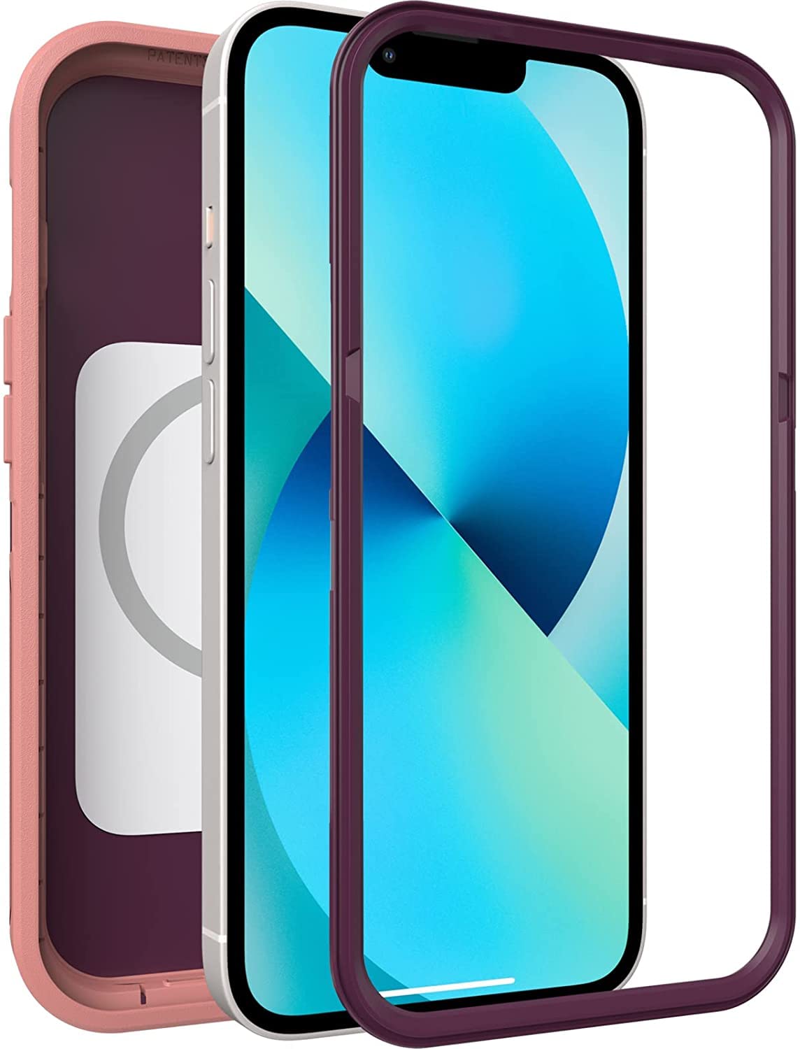 OtterBox Defender Series Screenless Case with Magsafe for iPhone 13 (NOT Mini/Pro/Pro Max) Non-Retail Packaging - Purple Perception - with Microbial Defense