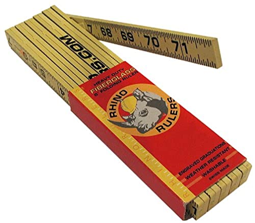 US Tape Company Rhino Rulers Folding Standard Brick Spacing Ruler 6' Length - 55110, Multicolor