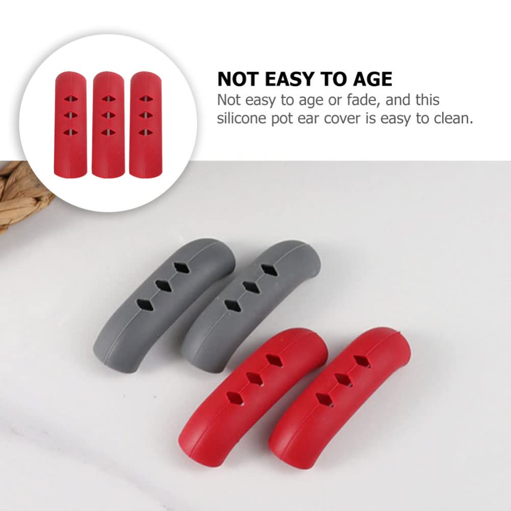 Tofficu 6pcs Silicone Hot Handle Holde Non Slip Rubber Pot Holders Pan Ear Clip Cast Iron Skillets Handles Grip Cover Heat Resistant Potholder Cookware Handle for Cast Iron Skillet