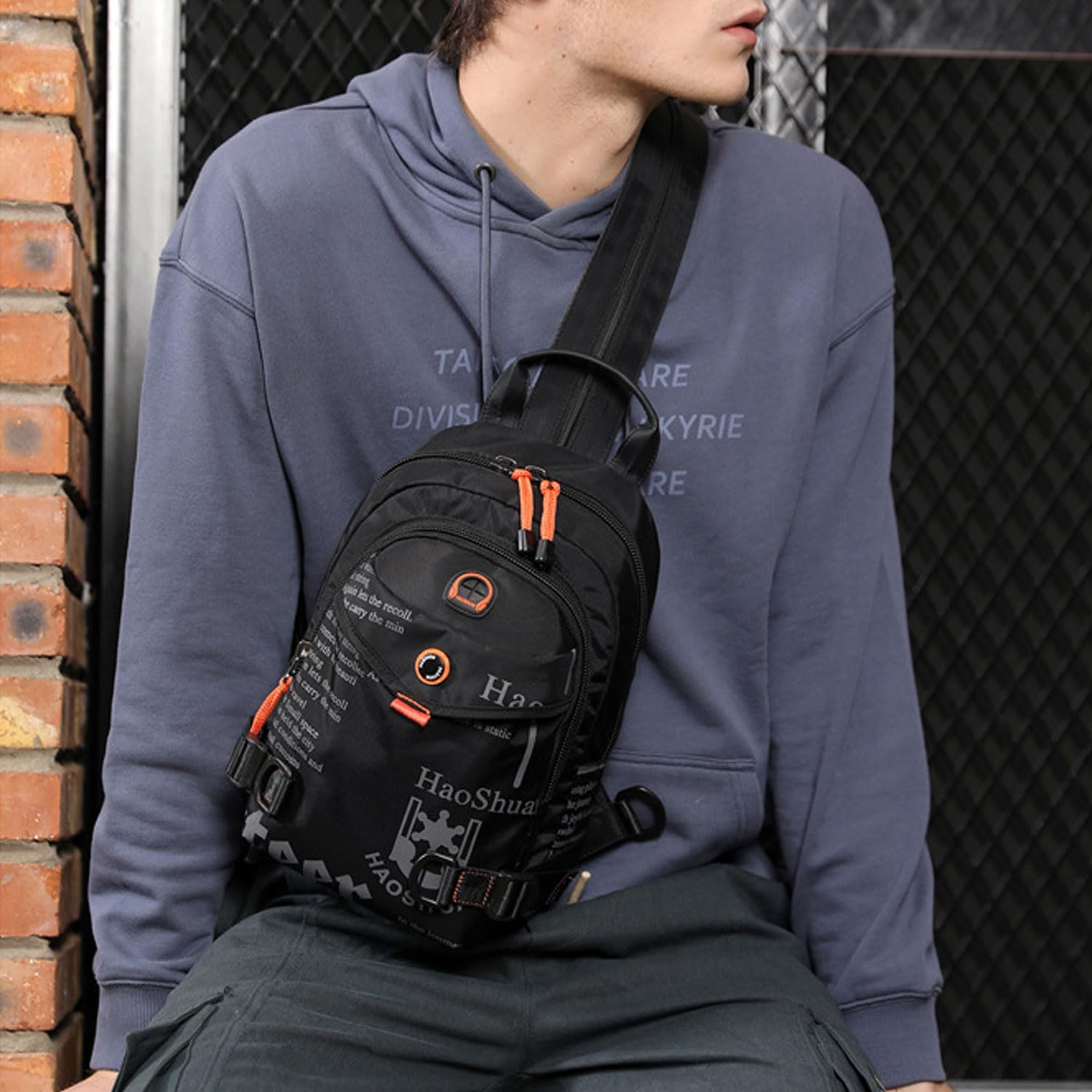 Nhicdns Men's Sling Bag Shoulder Bag Crossbody Shoulder Casual Travel Hiking Chest Bag Daypack Backpack（Black）