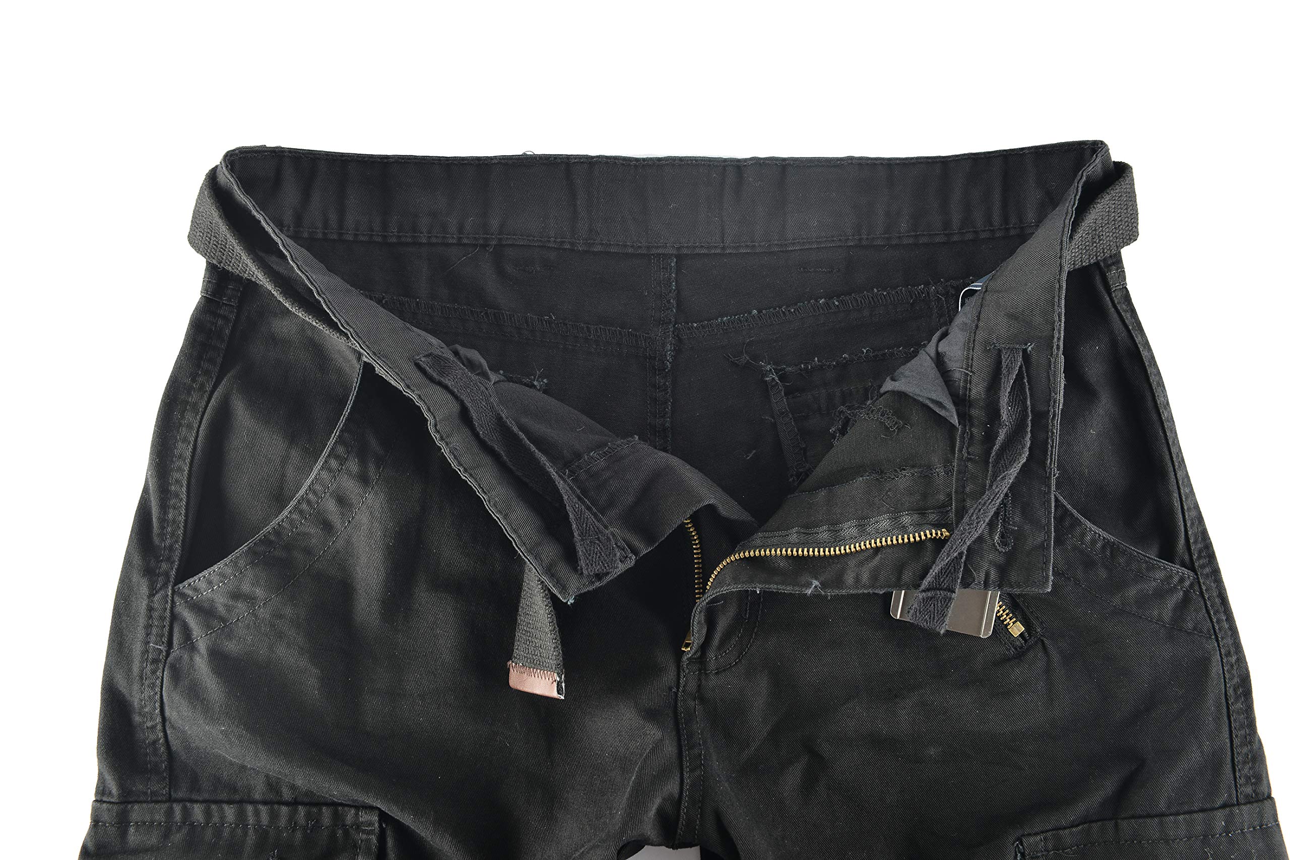 Leward Men's Wild Cotton Casual Military Army Cargo Camo Combat Work Cargo Hiking Pants with 8 Pocket (Black 1, 34)