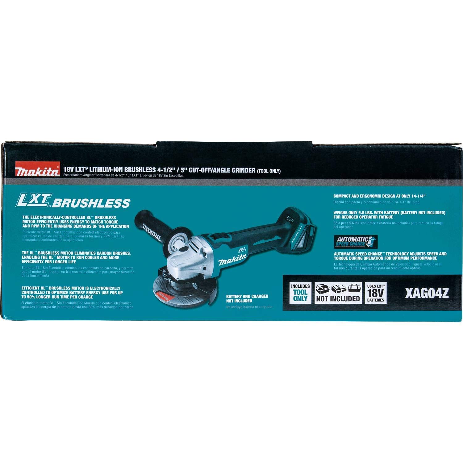 Makita XAG04Z-R 18V LXT Lithium-Ion Brushless Cordless 4-1/2 / 5 in. Cut-Off/Angle Grinder, (Tool Only) (Renewed)