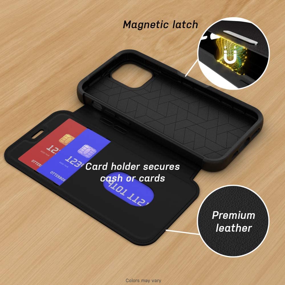 OtterBox Strada Series Folio Wallet Case w/Card Slots for iPhone 12 & iPhone 12 PRO (ONLY) Non-Retail Packaging - Shadow