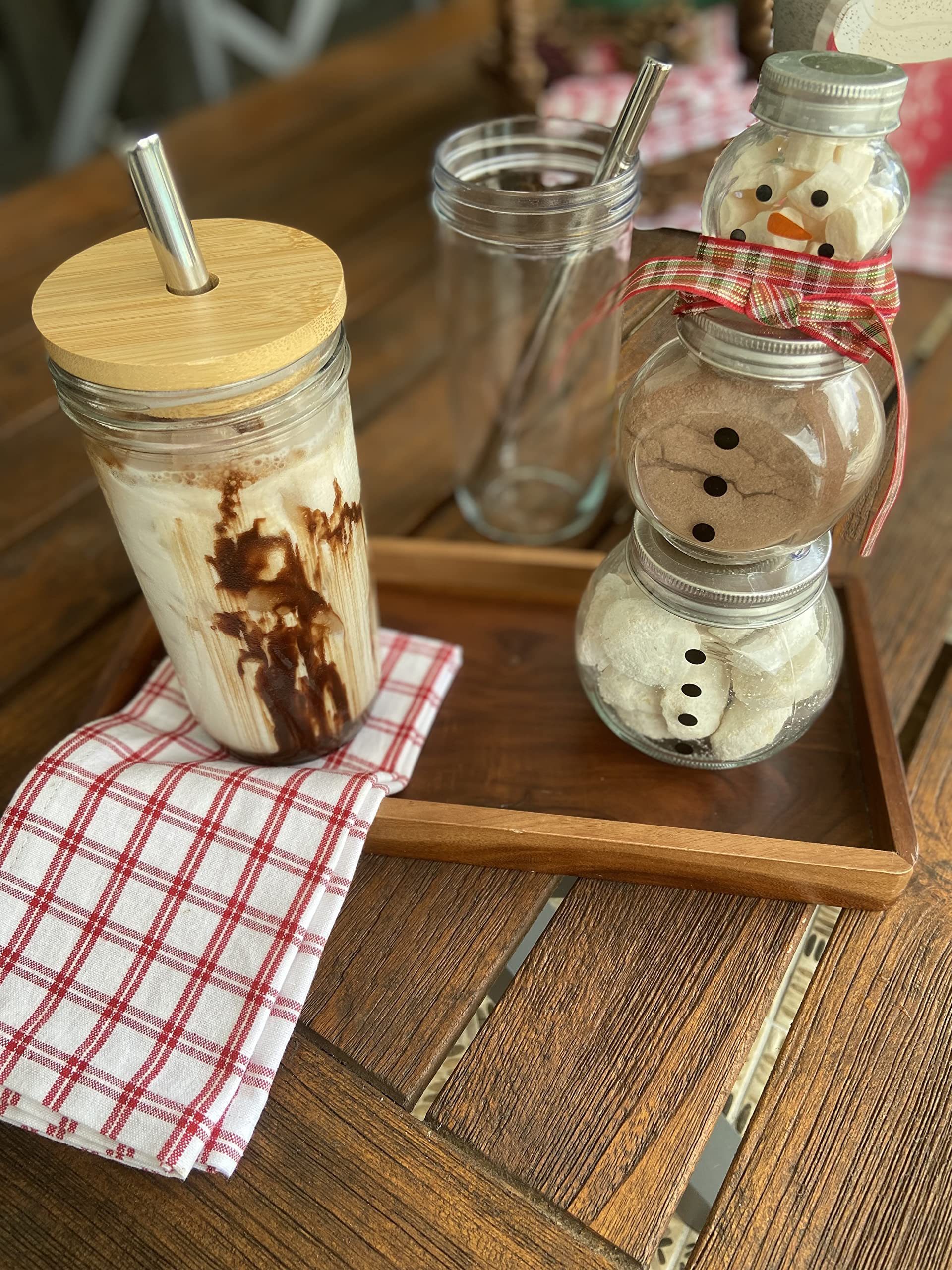 TADN Tumbler Cup Set with Lids and Straws 24oz (Set of 2) Wide Mouth Drinking Glasses Cups - Modern Style - Great for Smoothie, Bubble tea, Fresh Water, Ice Coffee -Reusable
