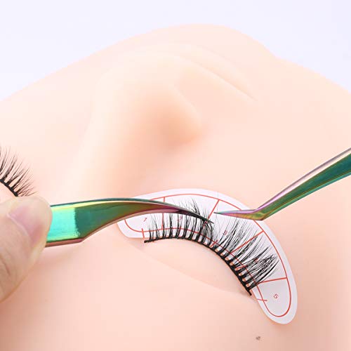 Nibiru Eyelash Extension Tweezers Set, 4 PCS Stainless Steel Curved Tip Precision Tweezers Anti-static Professional Makeup Tool (4pcs, Rainbow)