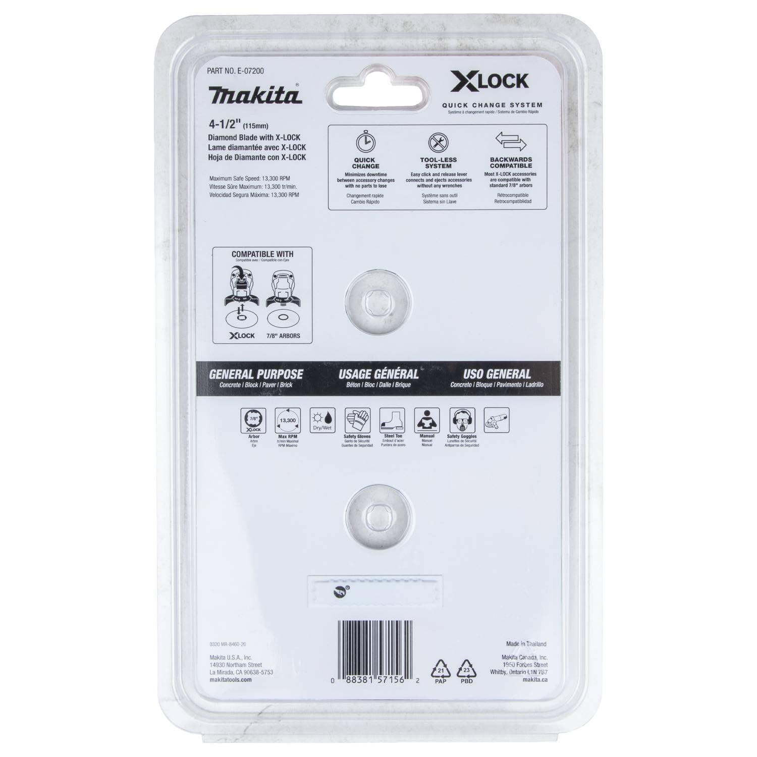 Makita E-07200 X-LOCK 4-1/2" Segmented Diamond Blade for Masonry Cutting, 2/pk