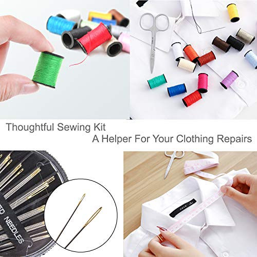 Mini Travel Sewing Kit, AUERVO DIY Premium Sewing Supplies,Basic Sewing kit for Adults,Beginners,Home,Emergency Filled with Repair kit and Sewing Needles,Thread,Scissors,Thimble,Tape Measure etc