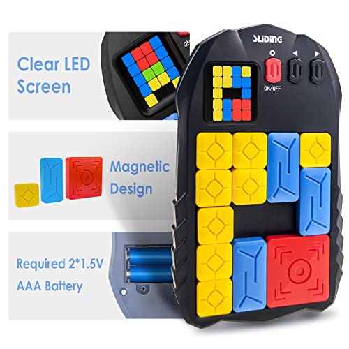 Super Slide Puzzles Brain Games, with 500+ Levels Electronic Handheld Game, Challenges Brain Teaser Puzzles, Learning & Education Travel Stem Toys for Kids and Adults