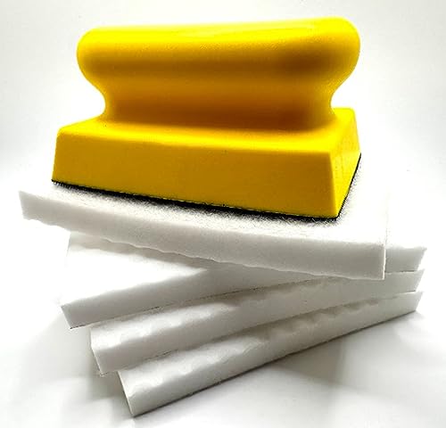MinnYaso Hand Gripper Magic Sponge Eraser Starter Kit | Kit Includes 1x Hand Gripper Holder & 4X 4.75” L x 3.5” W x 3/8” Extra Thick – 3X Durability Magic Sponge Eraser Pads