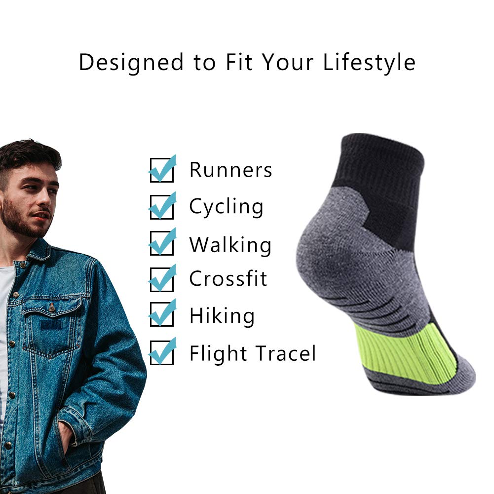 Mens Ankle Athletic Socks Cushioned Sports Running Casual Sock 6 Pack,Grey,Sock Size 10-13