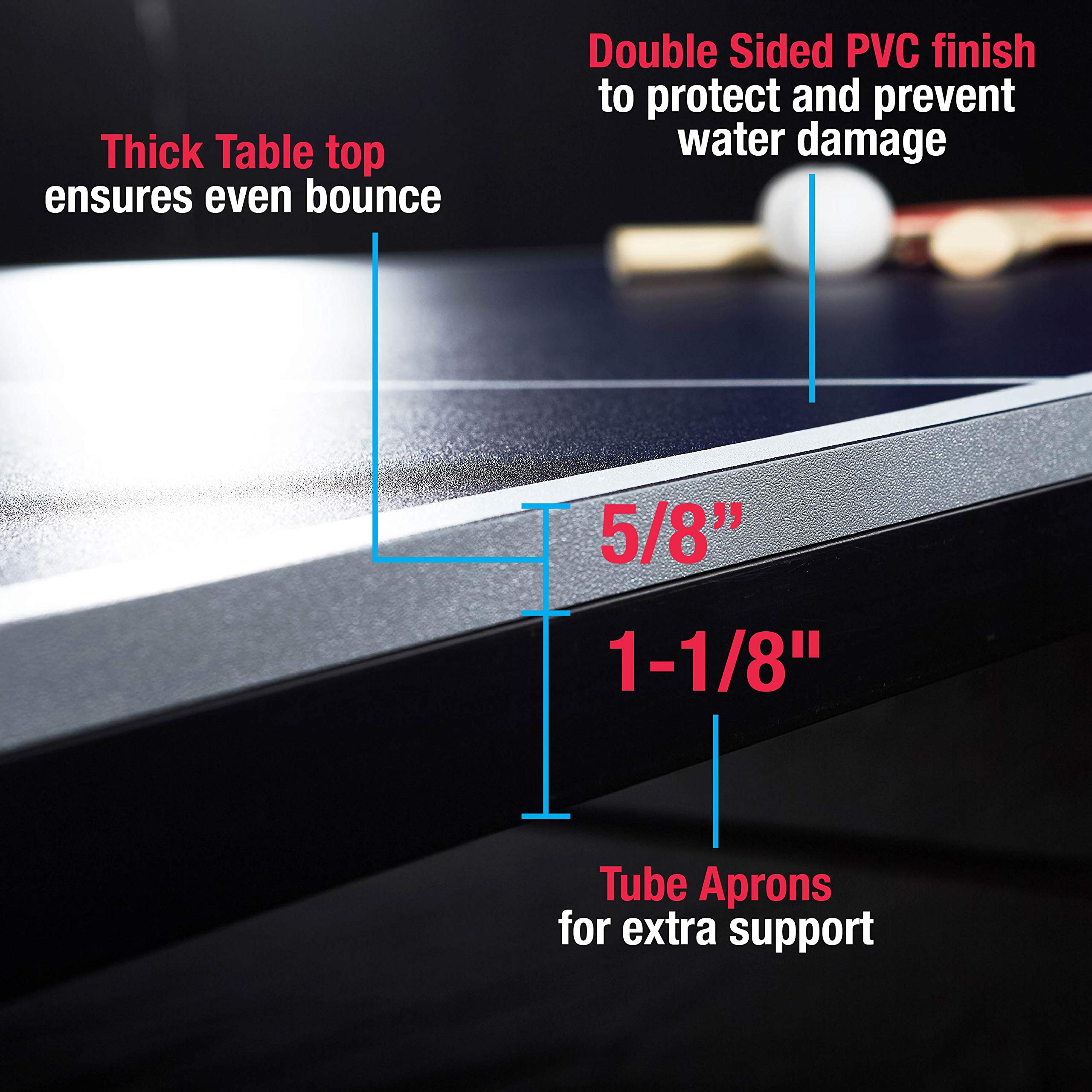 MD Sports Table Tennis Set, Regulation Ping Pong Table with Net, Paddles and Balls (8 Pieces) - Blue and White