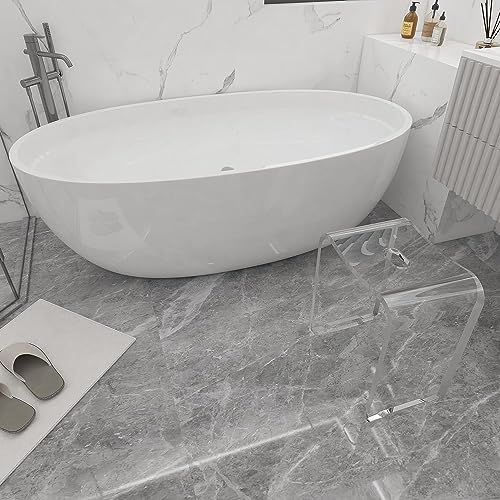 WAHFAY Acrylic Shower Bench, Clear Shower Stool for Inside Shower, Modern Shower Chair Bath Seat with Rounded Edge, 300lbs Weight Capacity