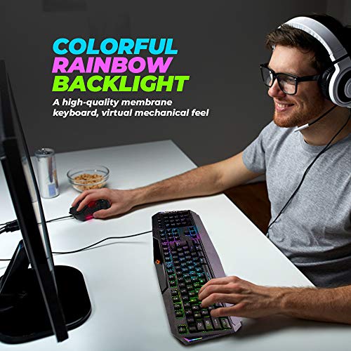 MEETION RGB LED Backlit Wired Mechanical Gaming Keyboard and Mouse Combo with Ergonomic Design 4C Breathing DPI Gaming Mouse for Windows PC, Laptop