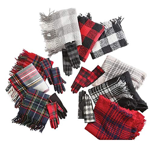 Mud Pie BUFFALO CHECK SCARF WRAP BK, Black, One Size