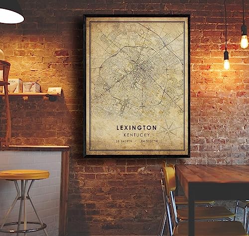 Lexington Vintage Map Print Lexington Map Kentucky Map Art Lexington City Road Map Poster Vintage Gift Map