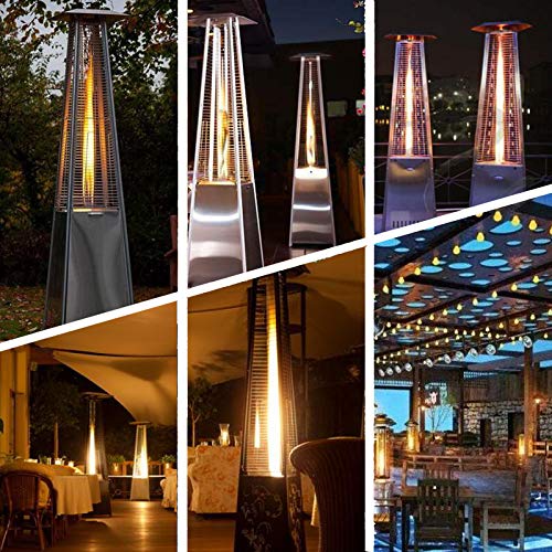 yukang Sobalai 4-Sided Pyramid Flame Heater Parts Replacement, Quartz Glass Tube, 49.5 inch Tall 4 inch Diameter, Table Top Patio Tube with Neoprene Ring Silicon Replacement (No Fit majority 3-Sided)