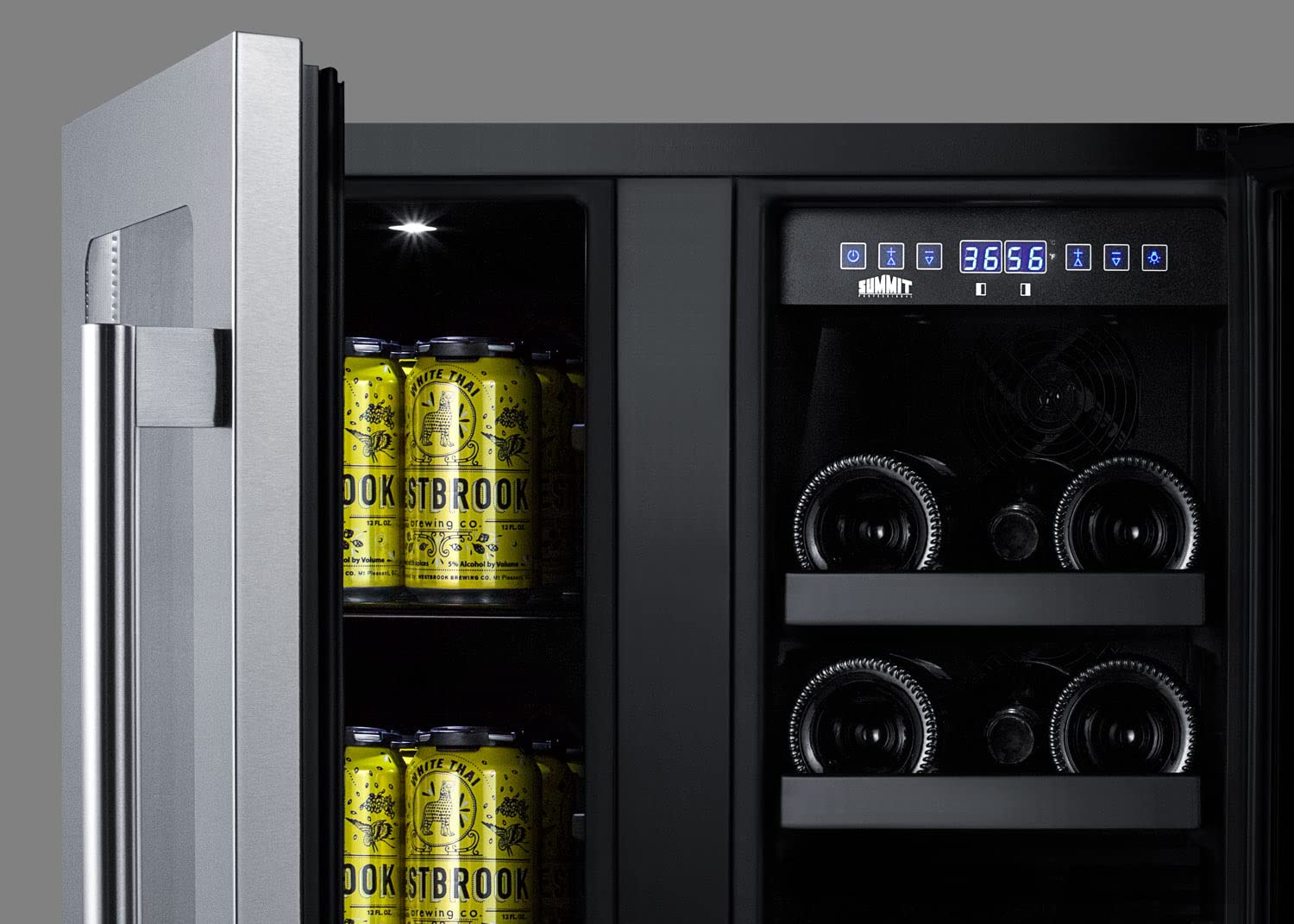 Summit ALFD24WBV 24"" ADA Compliant Dual Zone Beverage Center with 4.6 cu. ft. Capacity Digital Thermostats LED Lighting and Automatic Defrost in Stainless Steel