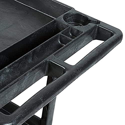 Rubbermaid Commercial Products 2-Shelf Utility/Service Cart, Medium, Lipped Shelves, Storage Handle, 500 lbs. Capacity, for Warehouse/Garage/Cleaning/Manufacturing (FG452089BLA) ,Black