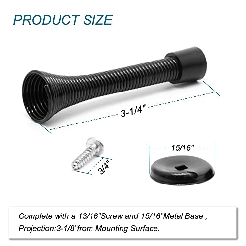 Oil Rubbed Bronze Door Stoppers,3-1/4” Heavy Duty Door Stop-Flexible Spring Door Stopper with Brown Rubber Bumper Tips,12 Pack