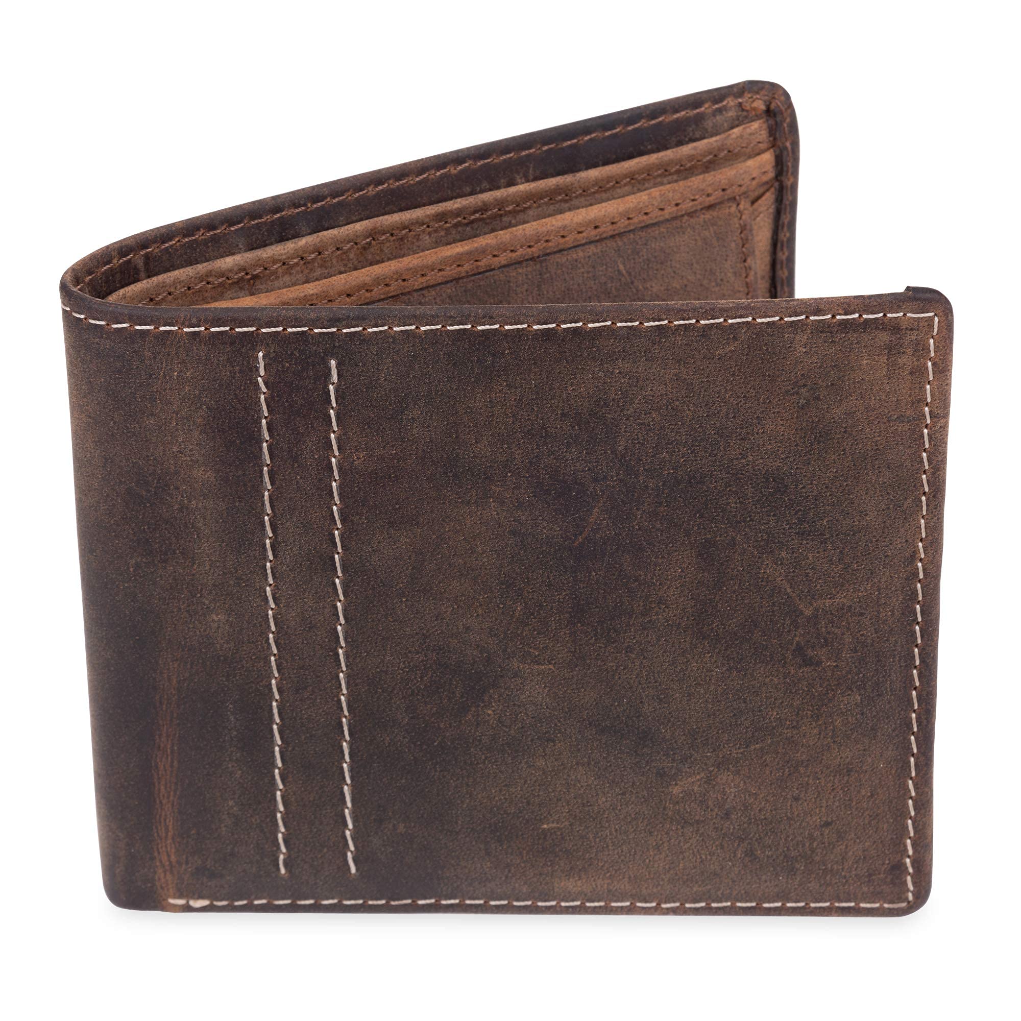moonster Mens Leather Wallet with RFID Blocking - Keeps Cash and Cards Safe, Organized and Easy to Access - Slim, Minimal Wallets for Men - Full Grain Buffalo Leather - Comes in Stylish Gift Box