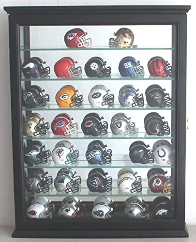 Pocket Pro Mini Football Helmet Display Case Cabinet (Black Finish)