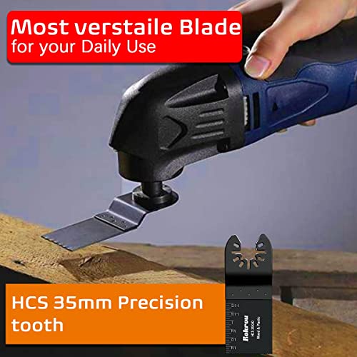 Rokrou 50 PCS Oscillating Tool Blades Multitool Blades , Accessories Bits Quick Realse Nail Wood & Drywall (35mm HCS) FITS Dewalt Fein Multimaster Bosch Makita Milwaukee Rockwell Ryobi Black & Decker