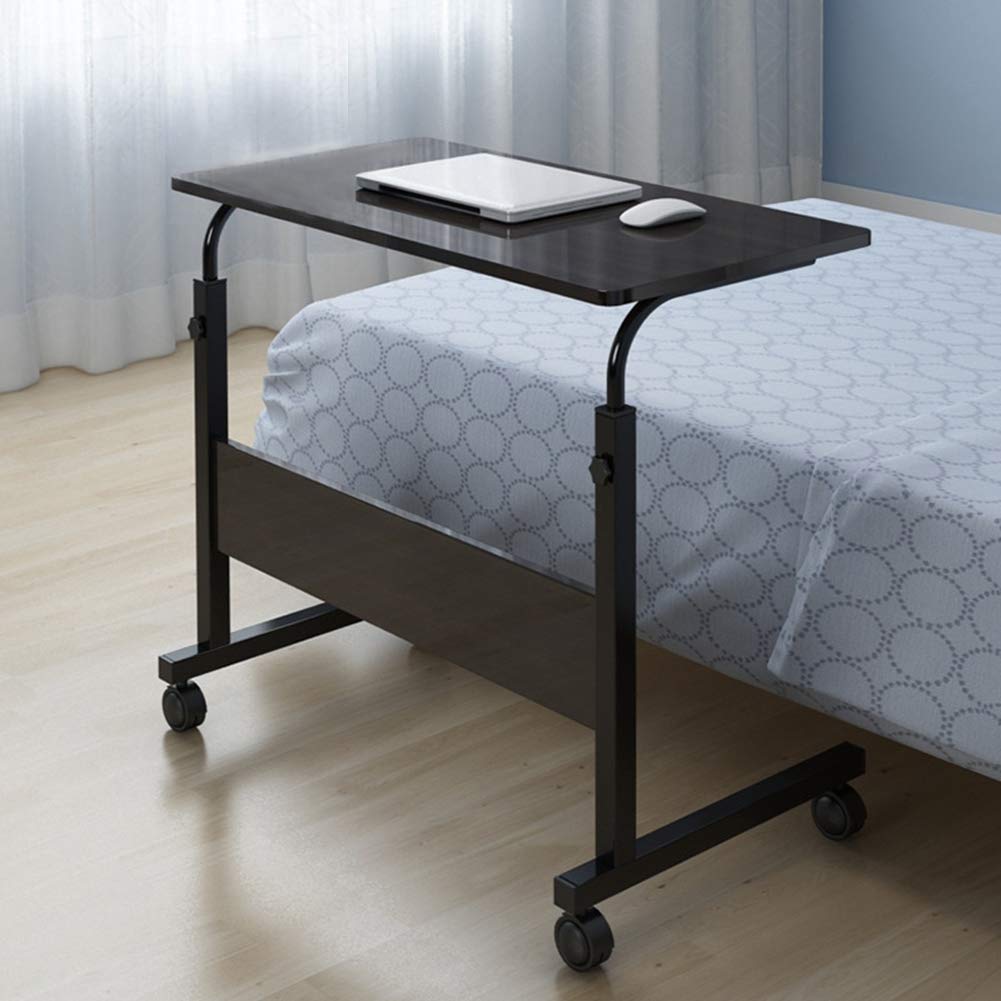 MTFY Sofa Sidle Table with Wheels,Mobile Snack Table for Coffee Tablet,Bed Side Table Laptop Desk Modern Furniture for Home Office (23.62 x 15.75 x 26.77-33.86'')