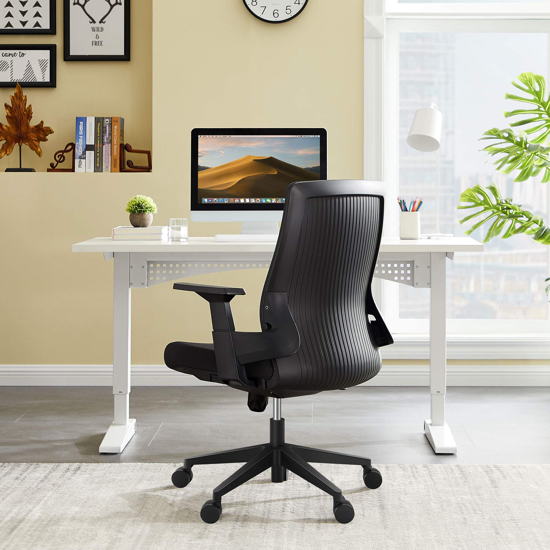 Office Chair, Tribesigns Mesh Chair Desk Chair with Adjustable Lumbar Support Swivel Big and Tall Ergonomic Chair Rolling Task Computer Chair with Thick Seat Cushion, Black