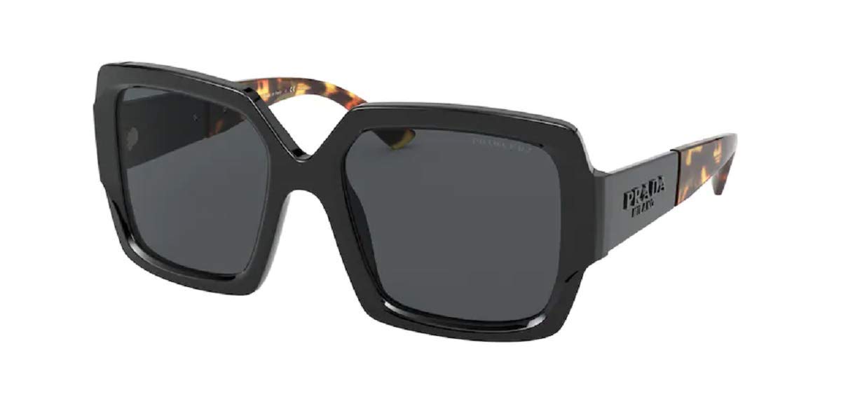 Prada PR21XS 1AB5Z1 54MM Black/Polar Gray Polarized Square Sunglasses for Women + BUNDLE With Designer iWear Eyewear Kit