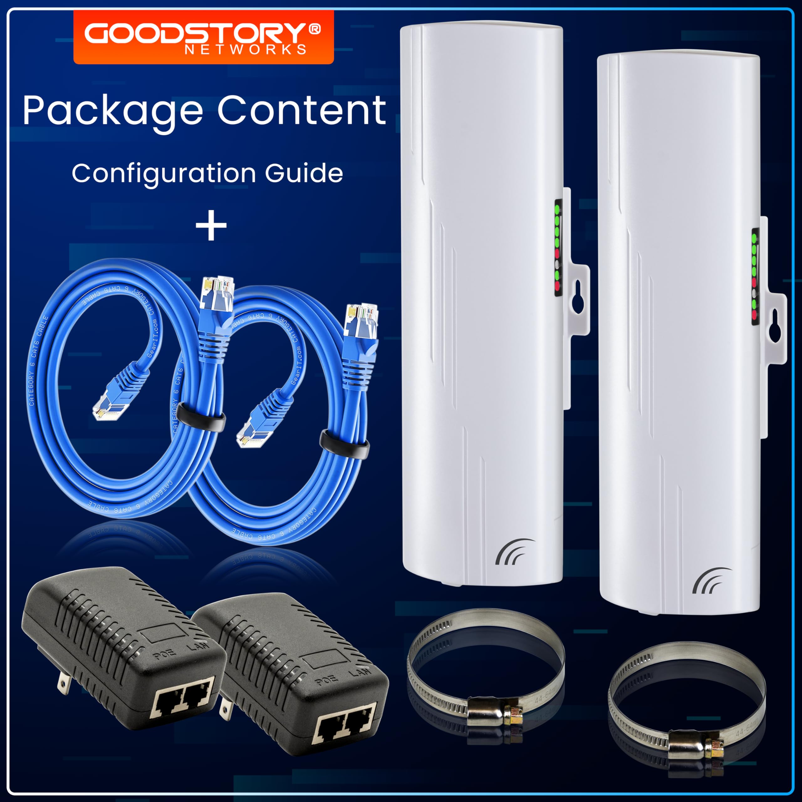 Wireless Bridge Point to Point Outdoor WiFi, Wireless Network Expansion Kit, Long Range High Speed 5G | 2 Units Bridge Kit Complete Pre-Configured - P2P Long Range (2Pack)