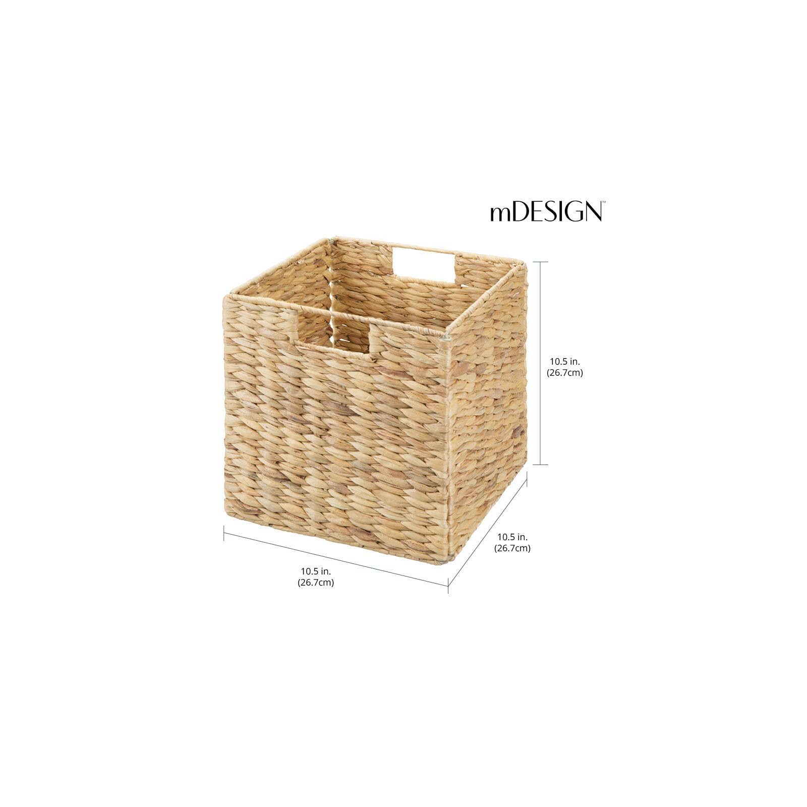 mDesign Woven Hyacinth Durable Closet Storage Organizer Basket Bin - for Cube Furniture Shelf Organizing in Bedroom, Bathroom, Office - Holds Clothes, Blankets, 2 Pack - Natural