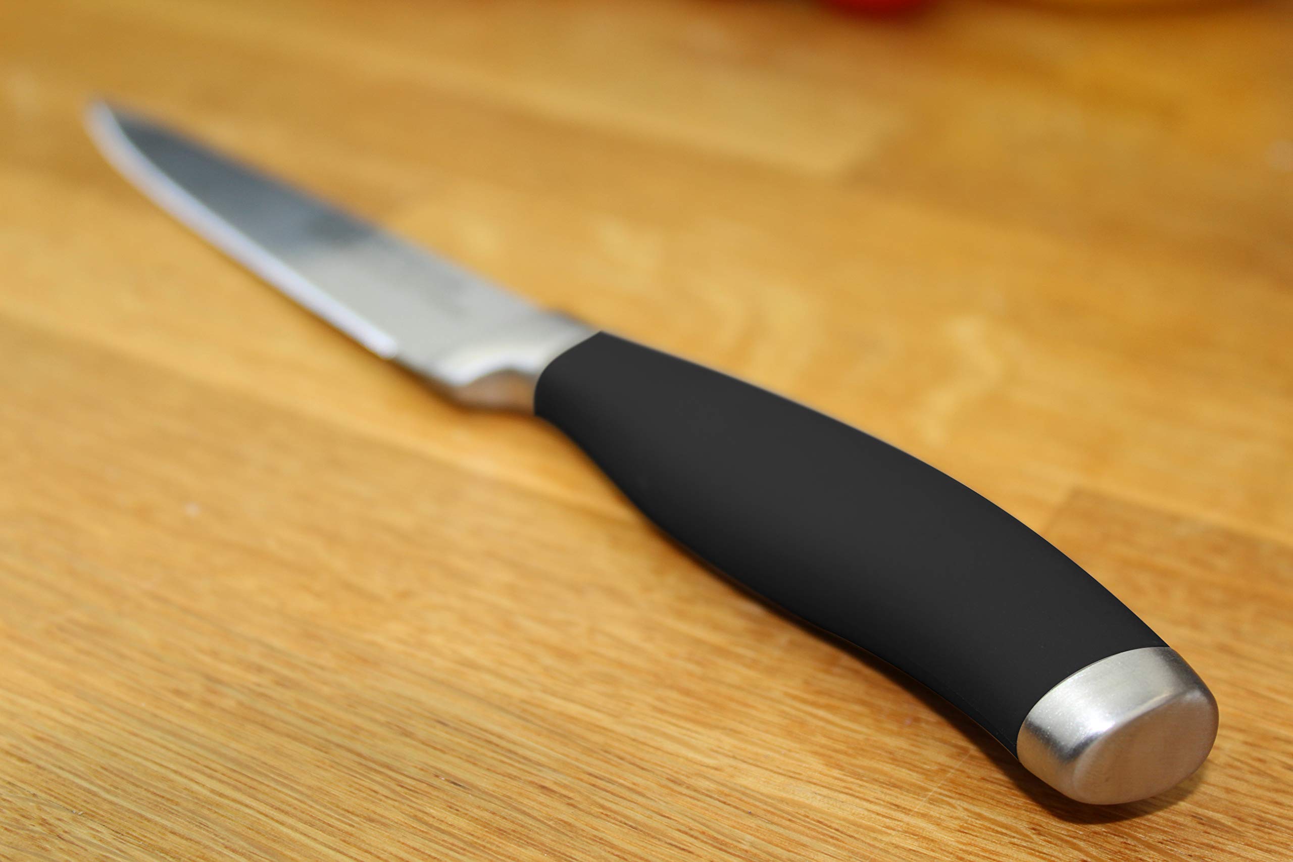 Taylors Eye Witness Syracuse Serrated Utility Kitchen Knife - Professional 13cm/5β Cutting Edge, Multi Use. Ultra Fine Toothed, Razor Sharp Blade. Soft Textured Grip Matte Black Handle.