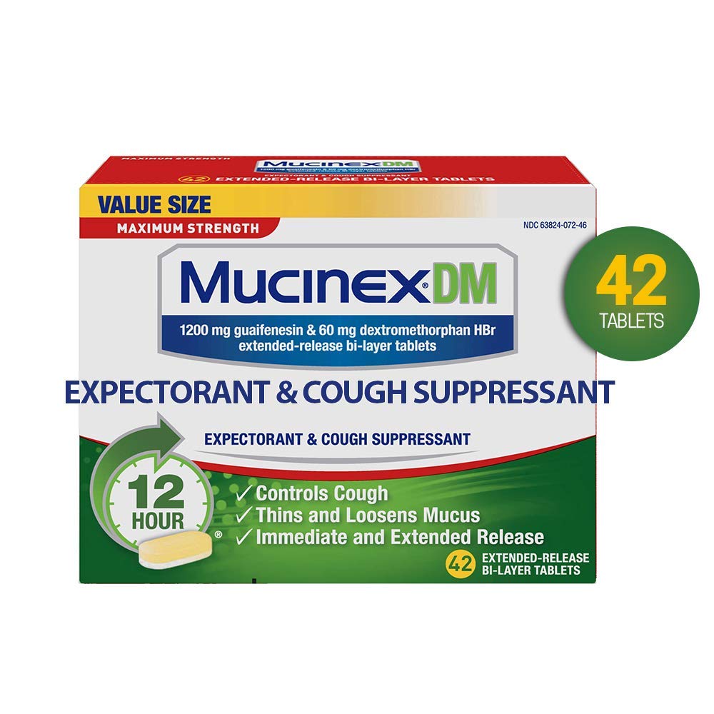 Mucinex DM 12-Hr Max Strength Expectorant and Cough Suppressant (42ct) & Mucinex Max Strength 12-Hr Chest Congestion Expectorant(42ct)-1 ea