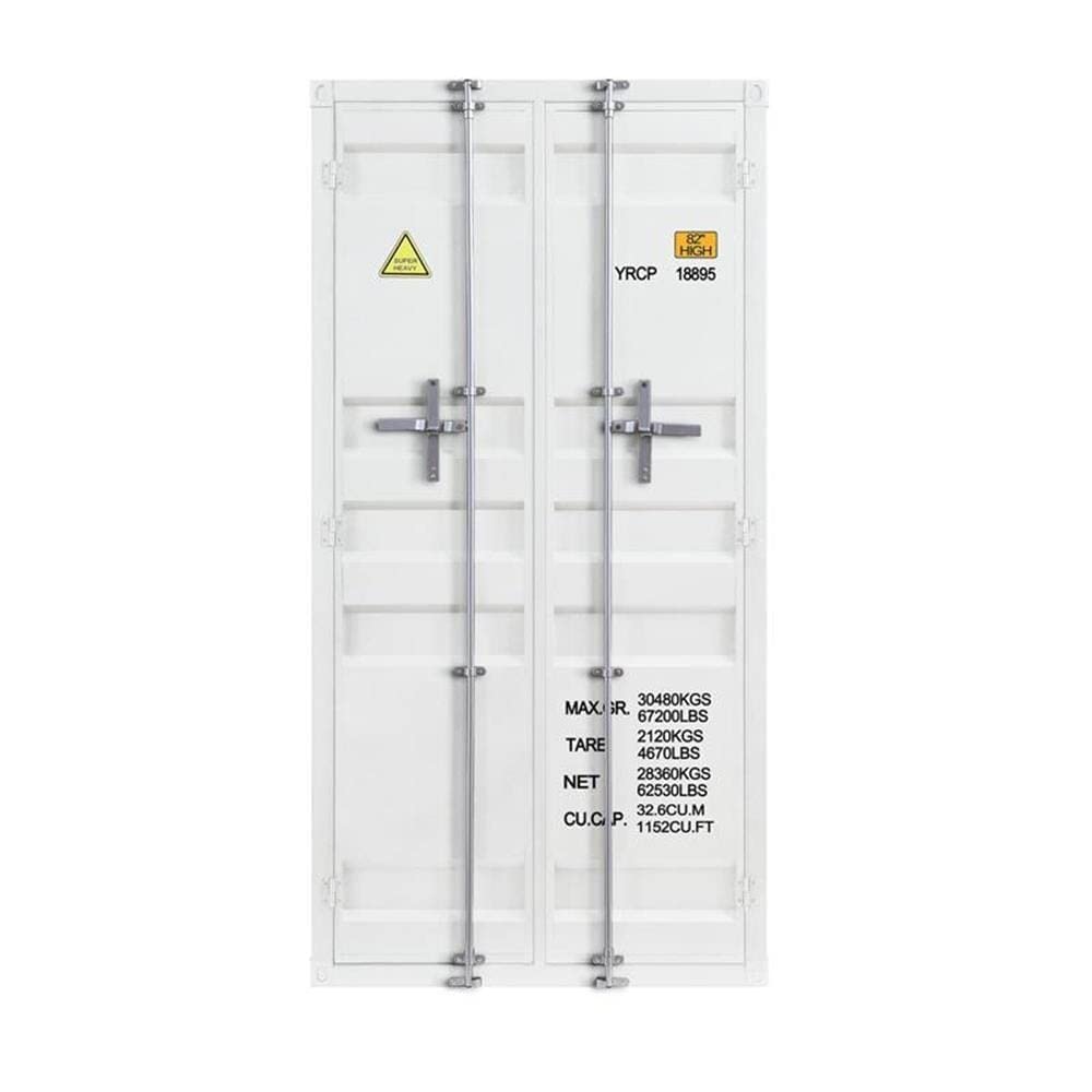 White Metal Cargo Wardrobe with Double Door for Bedroom Garage Steel Locking Stainless Top