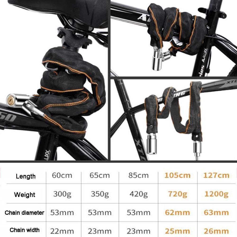 MUMA Chain Lock for Bicycles, Motorcycles, Scooters, and Various Tools， Anti-Theft Anti-Hydraulic Shear Steel Lock (Size : 95cm)