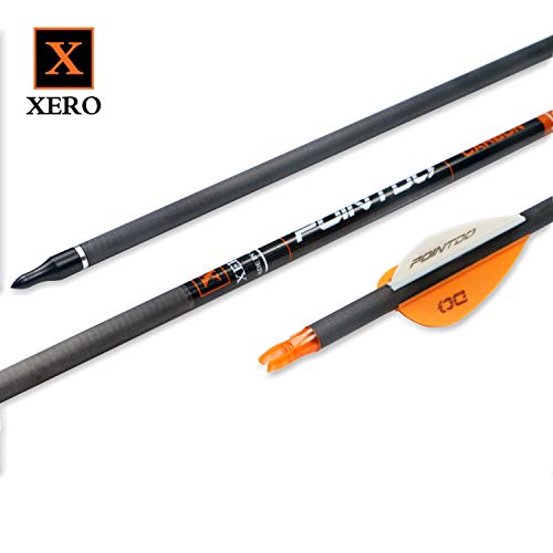 Pointdo 100% Carbon Arrow Practice Hunting Arrows with Removable Tips for Compound & Recurve Bow(Pack of 12) (28inch Orange White)