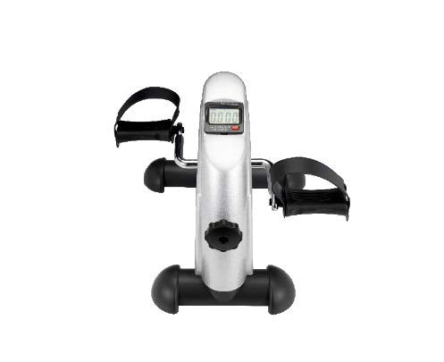 Rhene Portable Mini Exercise Bike, Pedal Exerciser Foot Cycle, Arm and Leg Exercise Equipment Cycle with Digital LCD Screen Display, Under Desk Bike (Sliver)