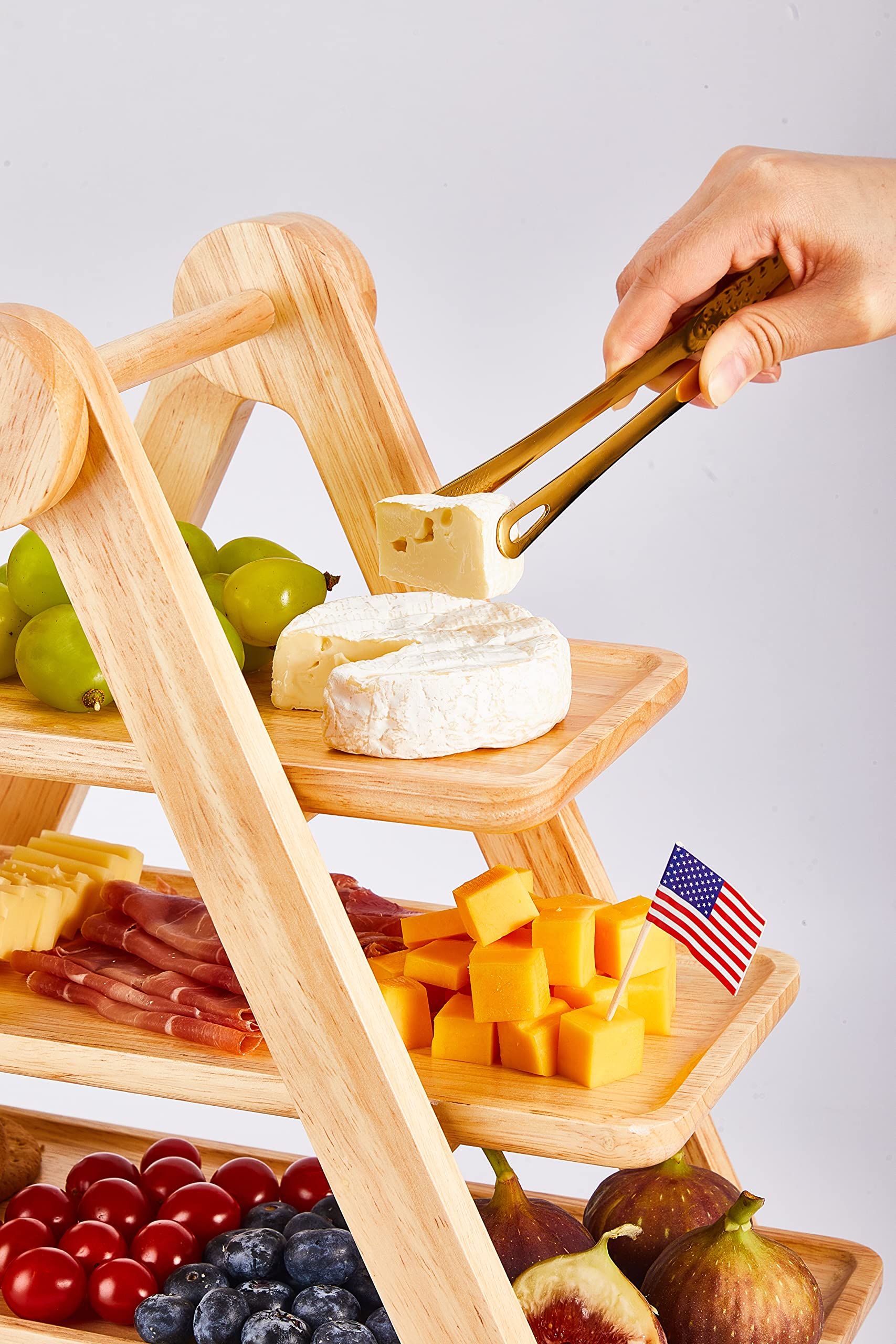 Noriginalic Appetizer Serving Tray Parawood Charcuterie Boards 3 Tier Serving Tray Dessert Table Display Set