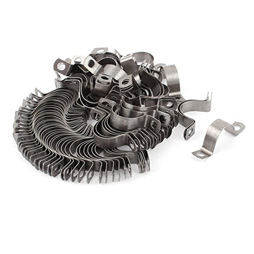 uxcell 20mm Rigid Pipe Strap, 2 Holes Tube Straps 304 Stainless Steel Tension Tube Clip Clamp 100pcs