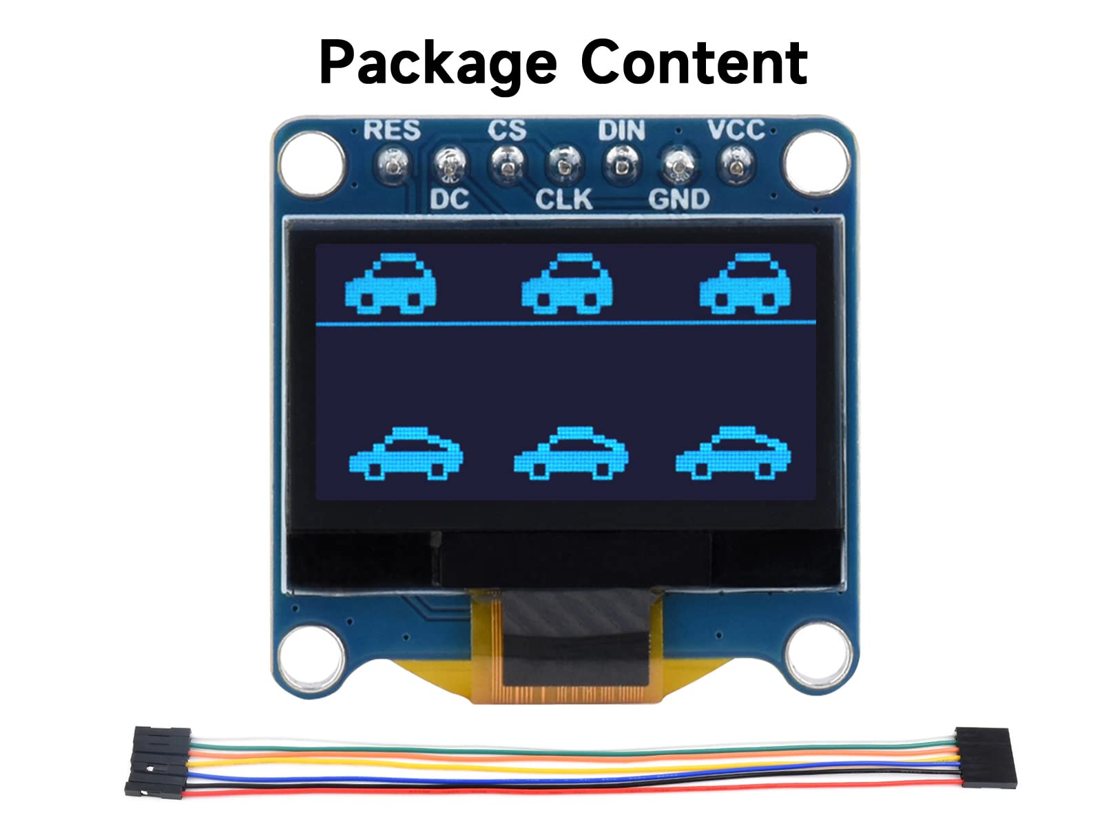 waveshare 0.96inch OLED Display Module for Raspberry Pi/Arduino/STM32, 128×64 Pixels Screen, Blue Display Color, 4-Wire SPI / I2C Communication Interfaces, 3.3V / 5V