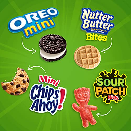 OREO Mini Cookies, CHIPS AHOY! Mini Cookies, SOUR PATCH KIDS Candy & Nutter Butter Bites Cookies & Candy Variety Pack, 32 Snack Packs