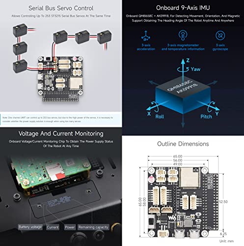 Waveshare General Driver Board for Robots, Compatible with Raspberry Pi and Jetson Nano, Based On ESP32, Multi-Functional, Supports WiFi, and ESP-Now Communications