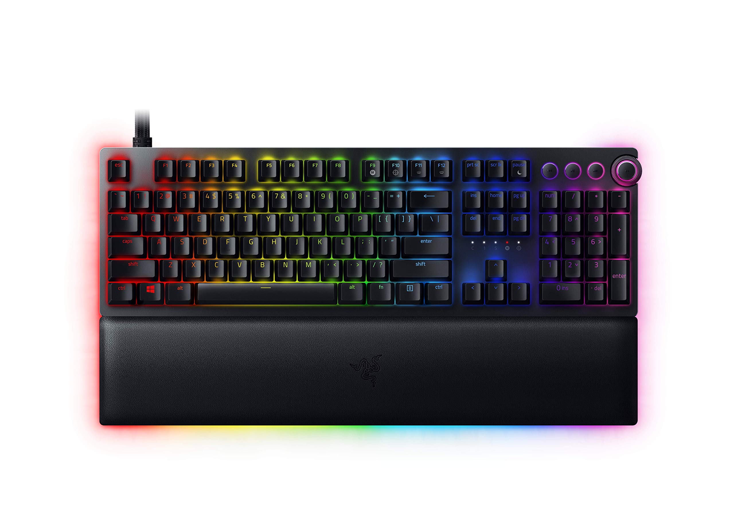 Razer Huntsman V2 Analog Gaming Keyboard: Razer Analog Optical Switches - Chroma RGB Lighting - Magnetic Plush Wrist Rest - Dedicated Media Keys & Dial - Classic Black (Renewed)